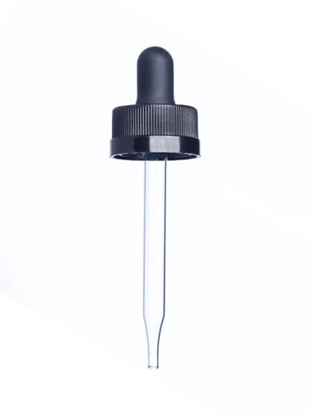 Black Ribbed Glass Dropper (Child-Resistant) - 20-400 | Saffire Blue Inc.